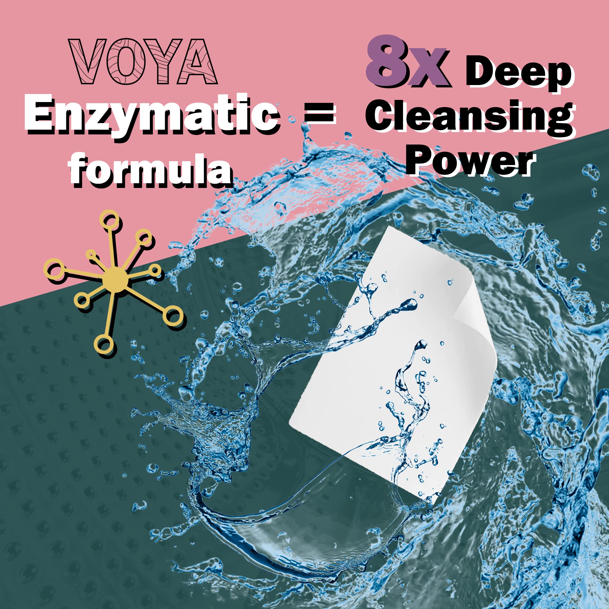 VOYA Unscented Natural Laundry Detergent Sheets 96 loads (32 Loads x 3 Pack) - Eco Friendly Hypoallergenic Baby Organic Laundry Soap Sheets, Premeasured Travel Detergent Pods, Washing Powder & Jabon para Lavar Ropa