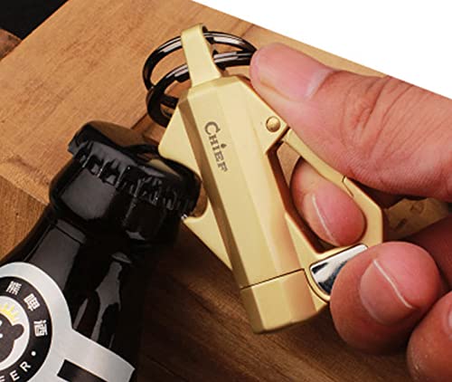 Katzone Flint Wheel Petro Oil Lighter Attached with Bottle Opener & Keychain & Carabiner - All in One
