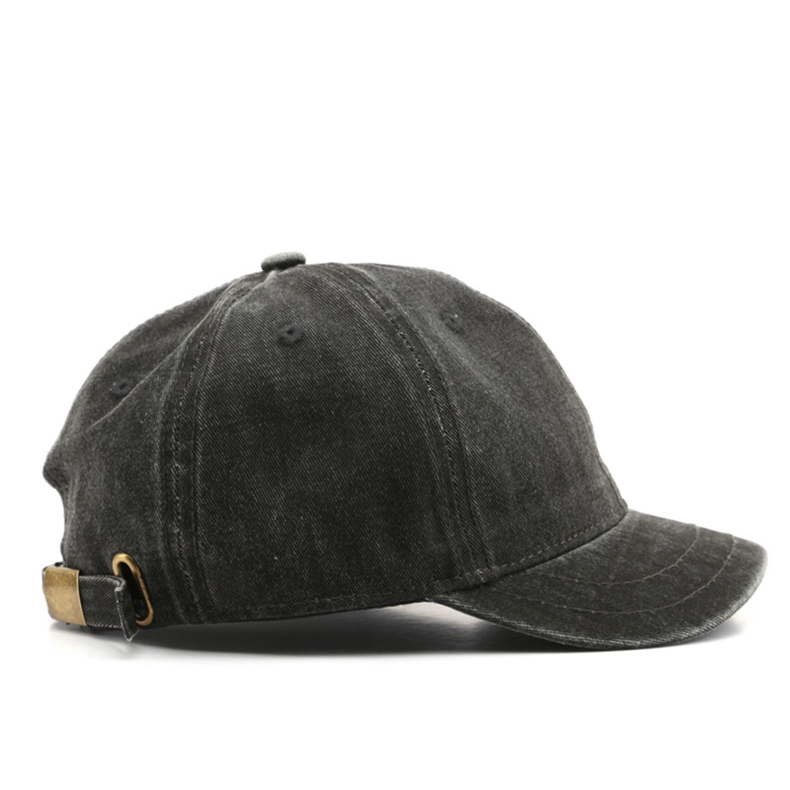 Summer Short Brim Vintage Baseball Cap Adjustable Unstructured Washed Distressed Cotton Blank Dad Hat for Men & Women (as1, Alpha, one_Size, Black