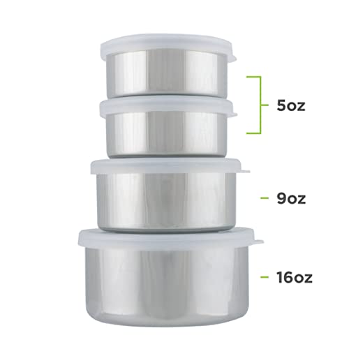 U Konserve Stainless Steel Food-Storage Set With Clear Airtight Lids, Dishwasher Safe, Bento Box Lunch Containers BPA Free (Set of 4)