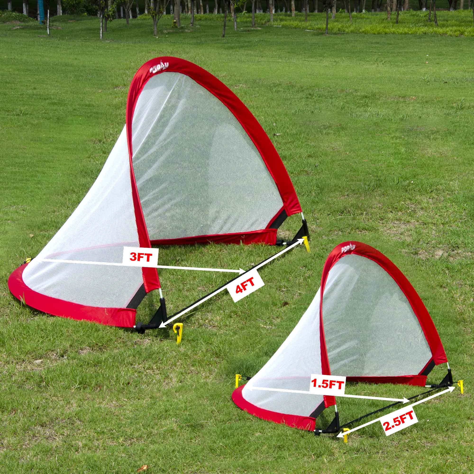 porayhut Pop up Soccer Net Soccer Goal for Kid Easy-up,Set of 2,Portable 210D Oxford with 8 Field Marker Cones & Extra Stakes,Fun for Backyard and Soccer Training Net