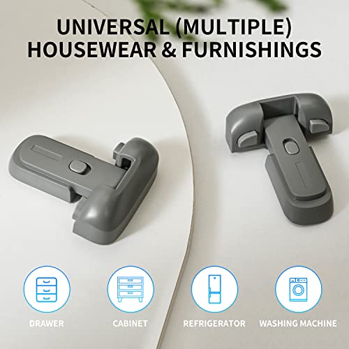 Updated Home Refrigerator Lock for Kids, Child Proof Fridge Freezer Door Lock Apply to Max 1"(25mm) Sealing Strip Easy to Install and Use 3M Adhesive No Tools Need or Drill