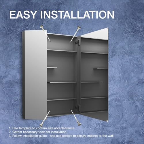 Kohler Maxstow Frameless Surface Mount Bathroom Medicine Cabinet, 30" W X 40" H, Dark Anodized Aluminum