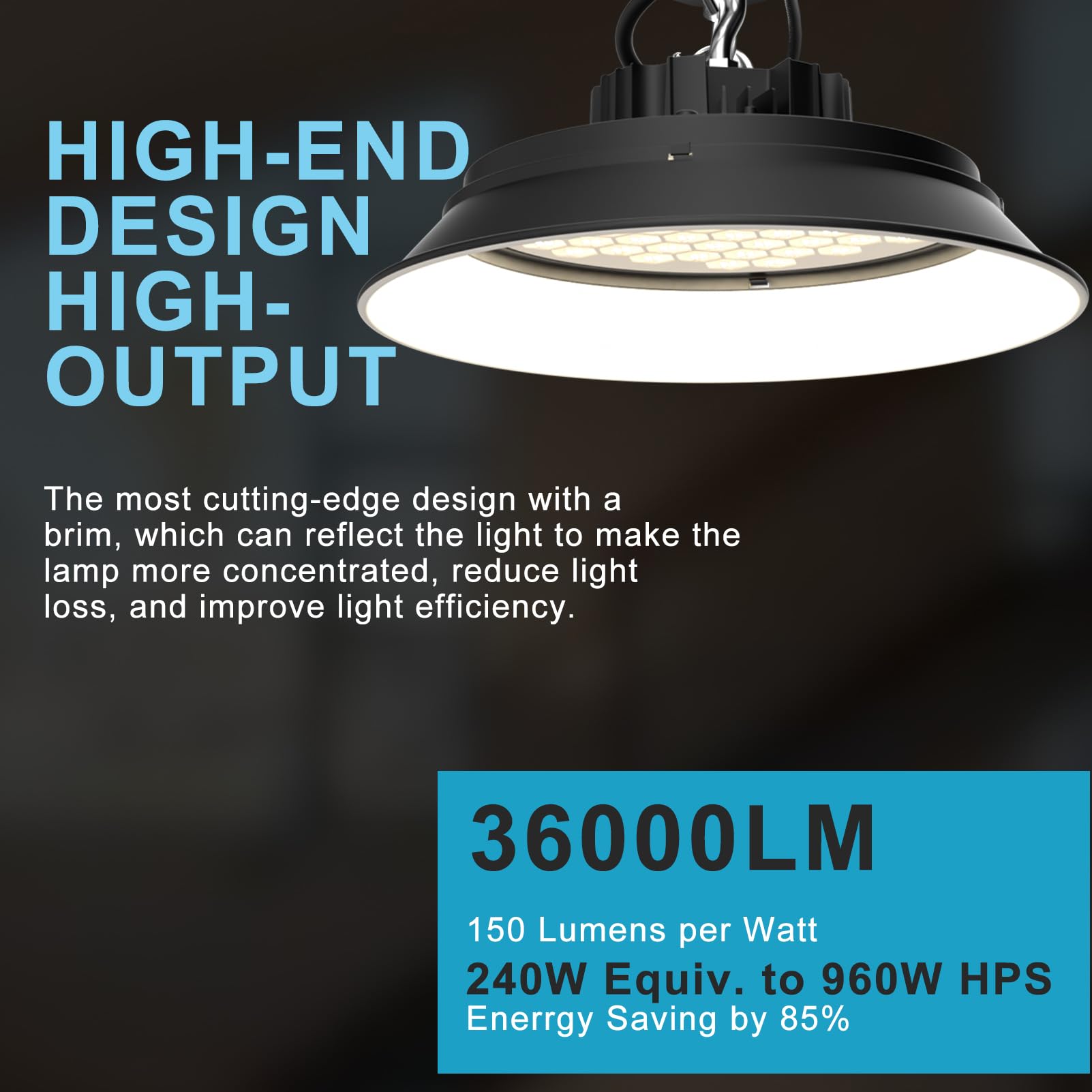 Upgrade 150W UFO LED High Bay Lights 5000K High Bay LED Lights 22500LM Super Bright High Bay Lighting AC100-277V UFO Lights with Plug for 20-40Ft-8Pack