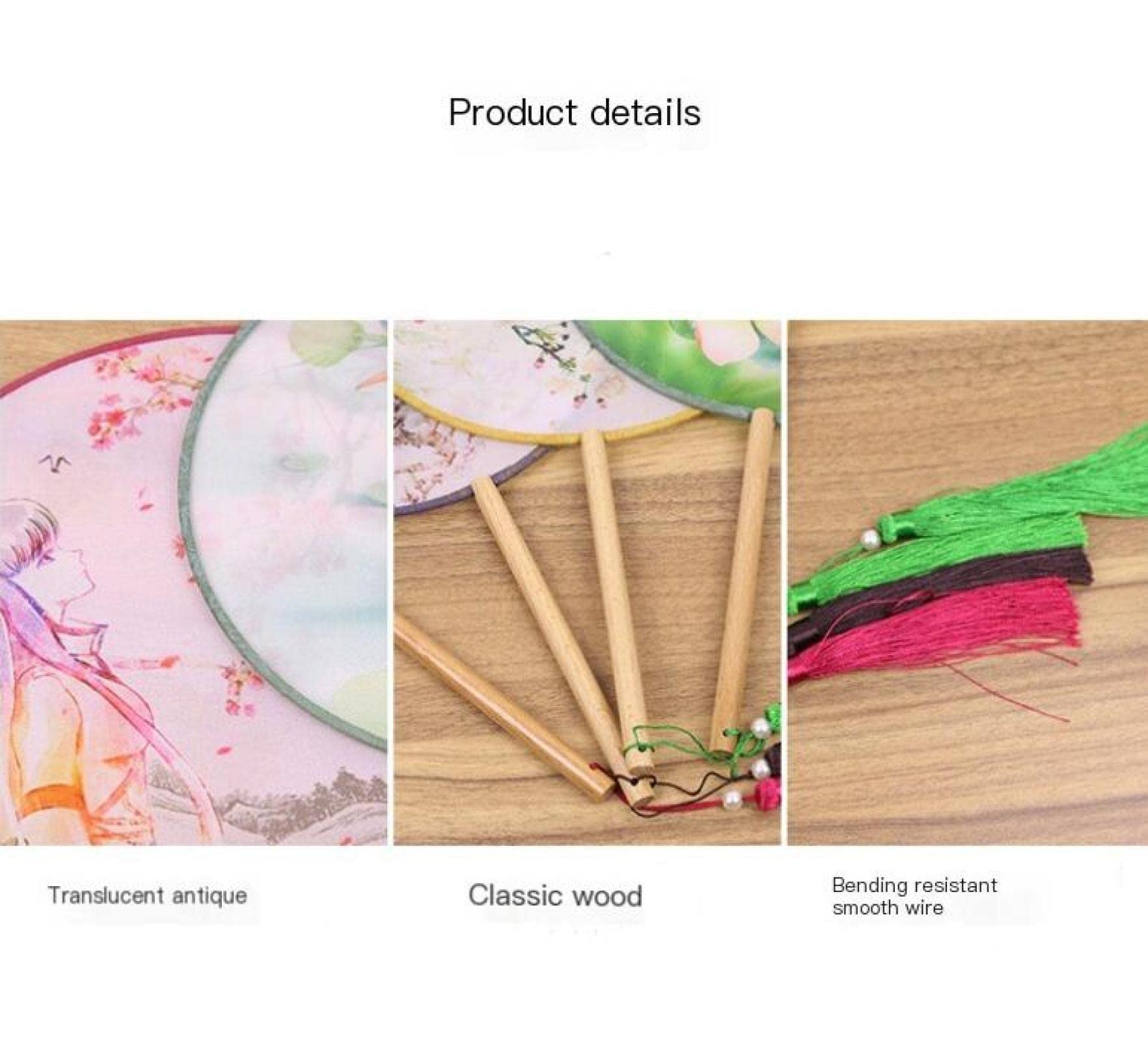Portable Fan Women Dancing Embroidery Flower Handheld Fan Vintage Translucent Chinese Style Round Silk Fans Style2