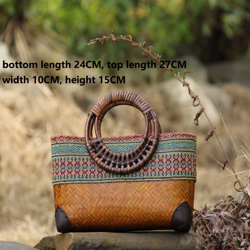 TJLSS Handmade Woven Bag Woven Female Bag Storage Woven Rattan Handbag (Color : D, Size : 1)
