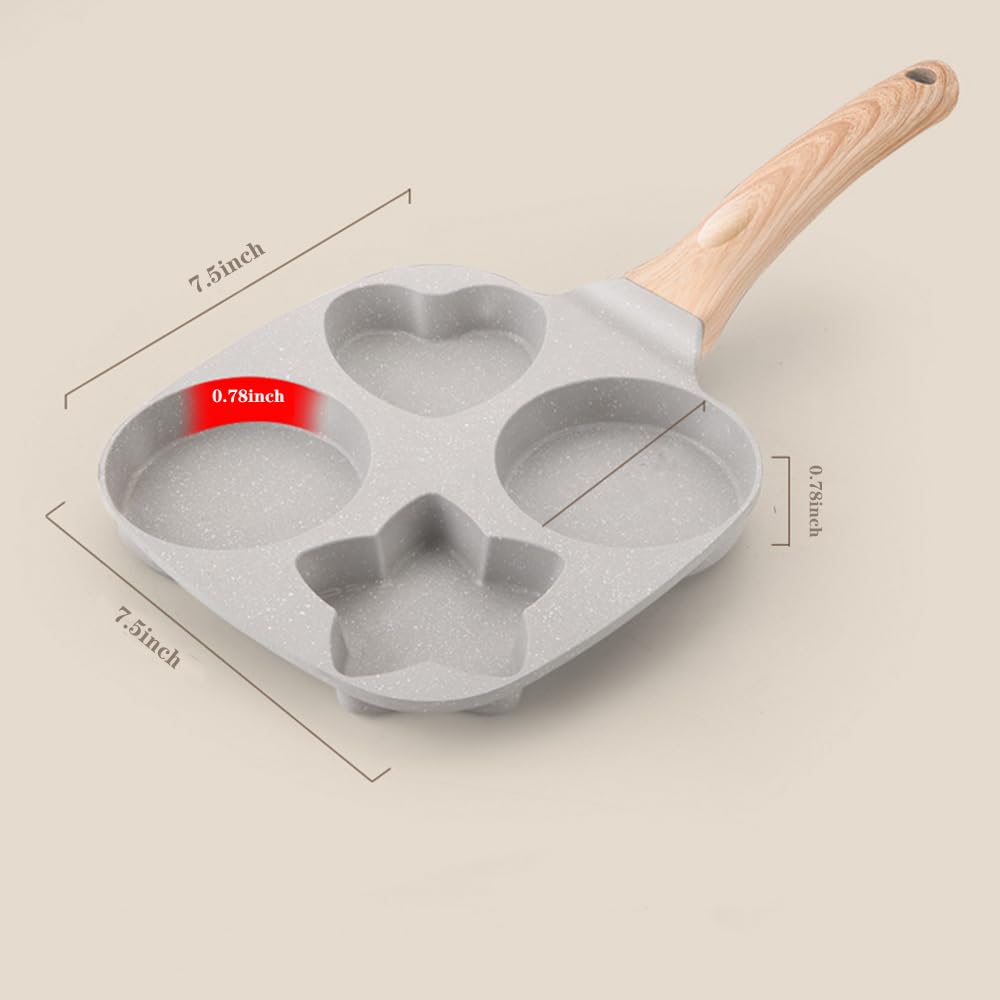 Unoschrim Nonstick Egg Frying Pan, Fried Egg Pan, 4-Cup Granite Omelette Skillet, Aluminum Omelet Pan, Breakfast Frying Pan for Cooking Eggs, Burger or Bacon, All Stoves Compatible