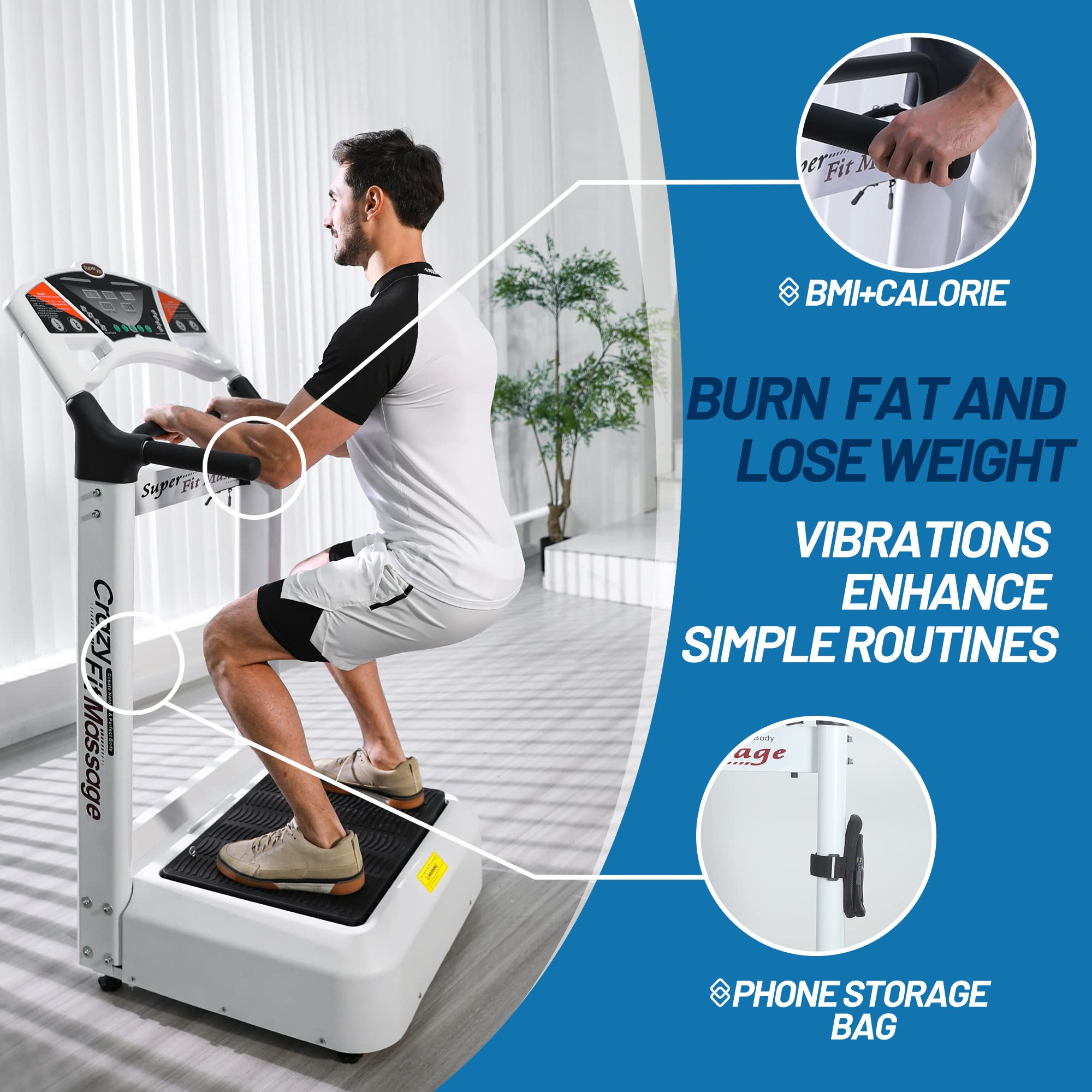 Ps Vibration Plate Exercise Machine, Whole Body Workout Super Large Vibration Platform Support 400 lbs with Resistance Band Cardio Training Weight Loss Equipment for Gym Home