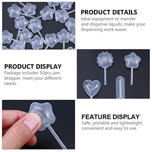 UPKOCH 50pcs Shape Waffles Dessert Droppers Cakes Heart and Syringe Star Cream Pipette Strawberries Infuser Cuake Transfer Jam Ml Straw Pasteur Cuakes Squeeze Ice Transparent