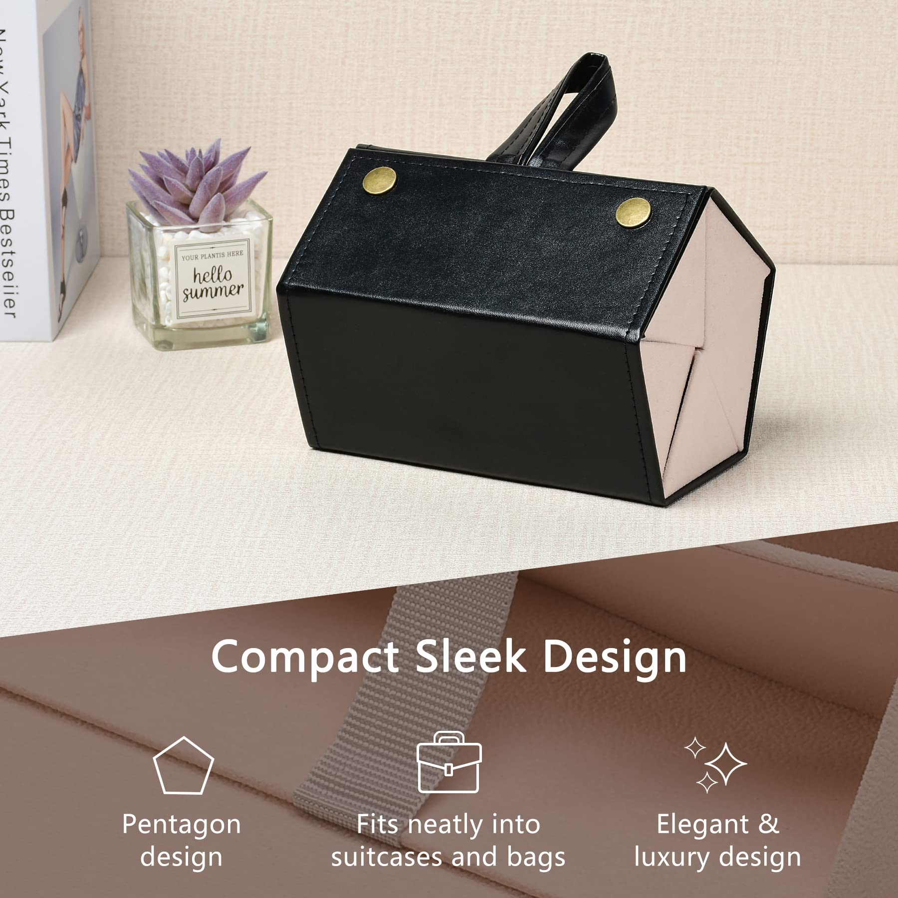 Sunglass Organizer Case with 5 Slots, Foldable Glasses Case Multiple Pairs Eyeglass Holder Storage Travel Case for Men Women, Light Brown