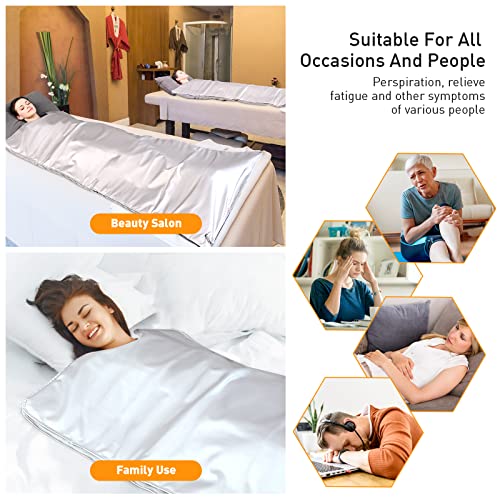 TOPQSC Sauna Blanket, Outside Smooth PU Material Far-Infrared Digital Heat Sauna, Professional Body Detox Therapy Anti Ageing Beauty Machine