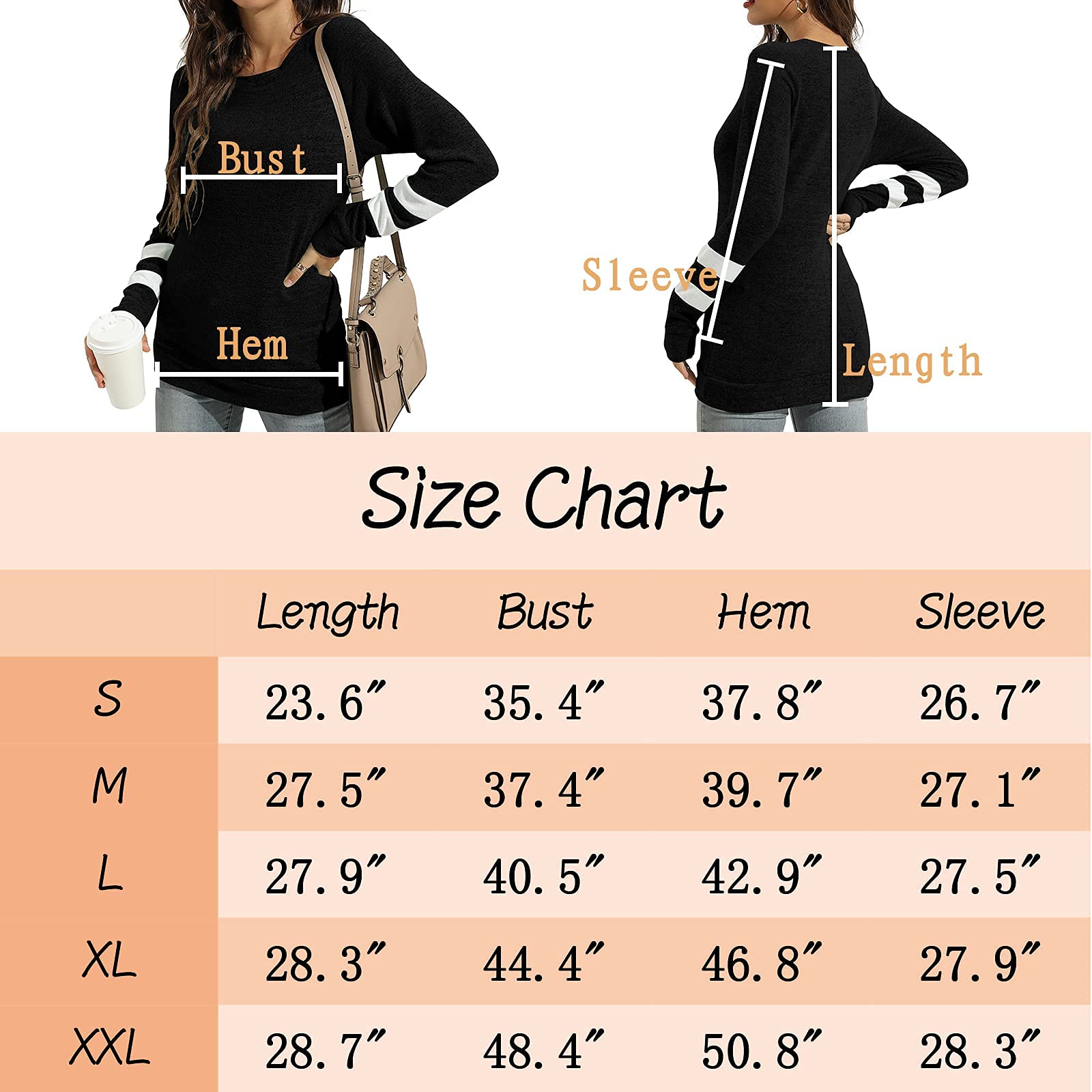 Qcyuui Womens Color Block Sweatshirts Crewneck Sweaters Long Sleeve Shirts Fleece Tunic Tops(Black,Medium)