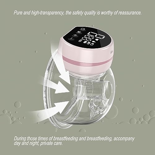 Meloyankoo Wearable Breast Pump,Portable Breast Pump with Low Noise,Mixed Modes,9 Levels,Electric Hands-Free Breast Pumps of LED Display,Longer Battery Life,Pink