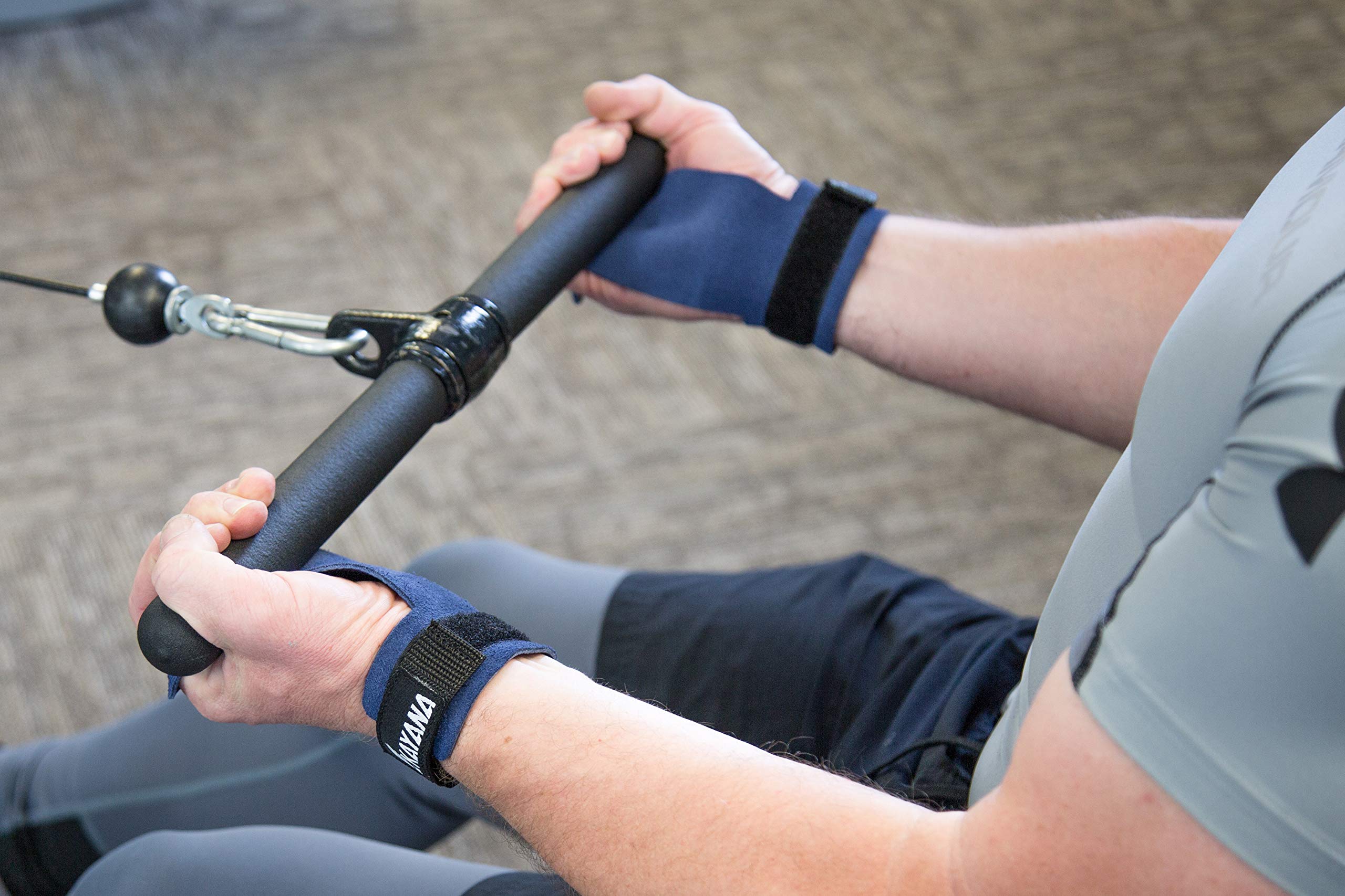 KAYANA 3 Hole Leather Gymnastics Hand Grips - Palm Protection and Wrist Support for Cross Training, Kettlebells, Pull ups, Weightlifting, Chin ups, Workout, & Exercise (Black, Small)