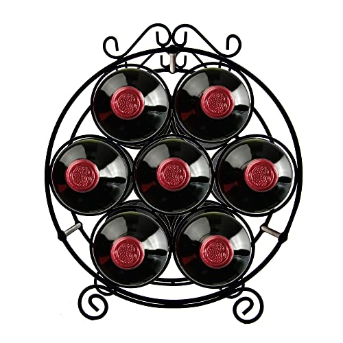 Maypes 7-Bottle Countertop Wine Rack โ 13x12x6.5 in., Iron Wire Wine Rack for Countertop, Bars, or Storage Cabinet โ Decorative Tabletop Wine Rack for Demi or Standard Bottles โ Wine Storage