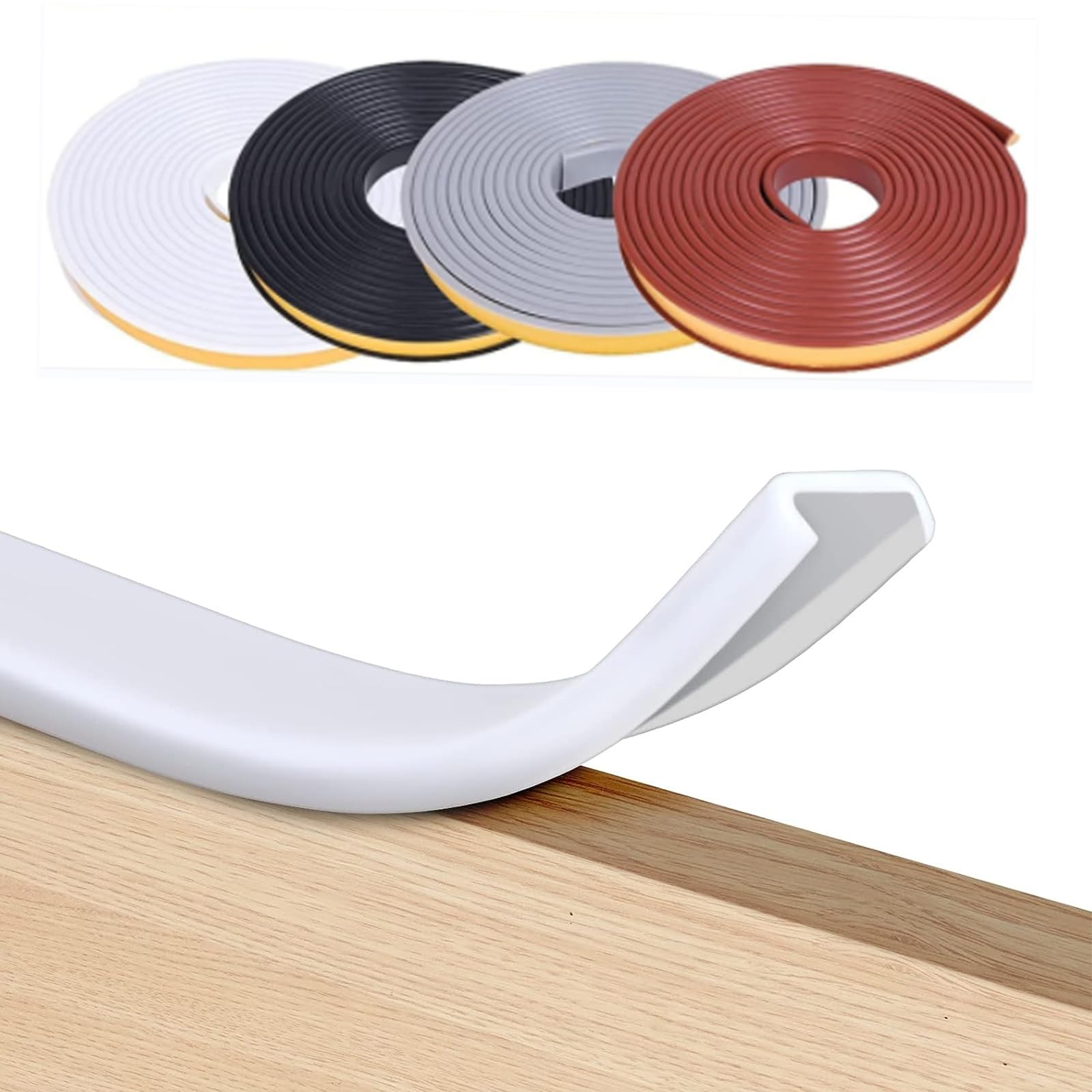U-Shape Edge Banding,Soft Silica Gel Self Adhesive Veneer Edge Banding,Edge Bumper Guards,Collapsible Edge Protector,Counter Edging for Cabinet Repair,Furniture Protection (White,U9mm*3m)