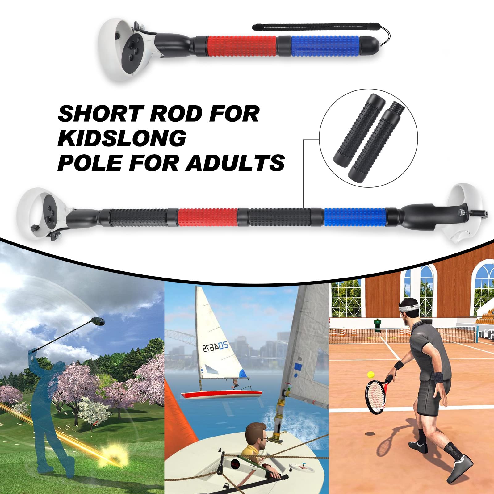 qdwq-US VR Game Accessory for Oculus Quest 2 Compatible with Beat Saber Golf Club VR Fishing Games Enhance Immersive VR Game Experience