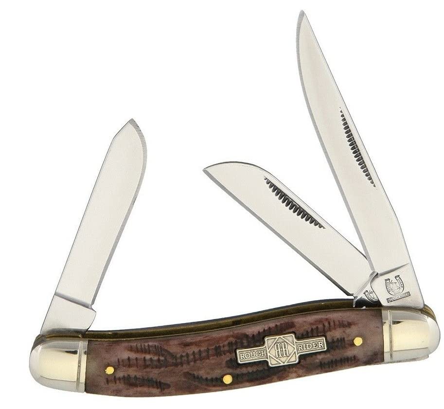 Stockman Open Folding Pocket Knife Stainless Steel Blade Stag Bone Handle 158 Outdoor Survival Hunting Knife by Survival Steel