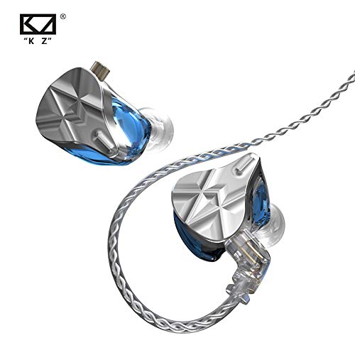 Linsoul KZ ASF 5BA Balanced Armatures HiFi in-Ear Earphones with Zinc Faceplate Resin Shell, 0.75mm 2 Pin Cable for Audiophile Musicians (Without mic, Blue)