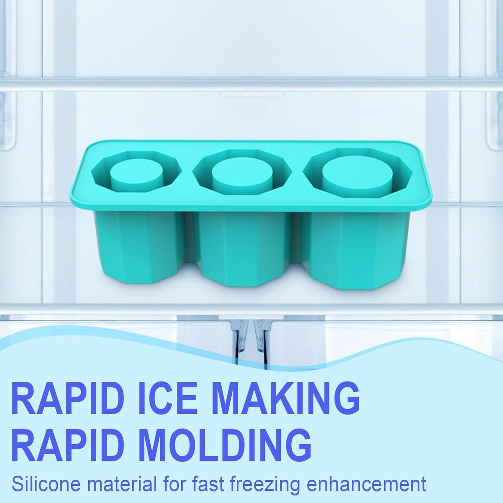 UPZPEOM 2 PCS Ice Cube Tray for Tumbler Cup, Silicone Ice Cube Molds With Lid and Bin for Chilling Cocktails, Whiskey, Drinks, Coffee, Easy Fill and Release Ice Maker, LARGE, Blue