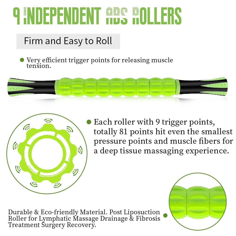 Muscle Roller, Muscle Roller Stick Lipo Roller Lymphatic Massager Muscle Roller for Legs Massager Roller for Muscles Deep Tissue, Lymphatic Drainage, Lipo Massager After Surgery Roller