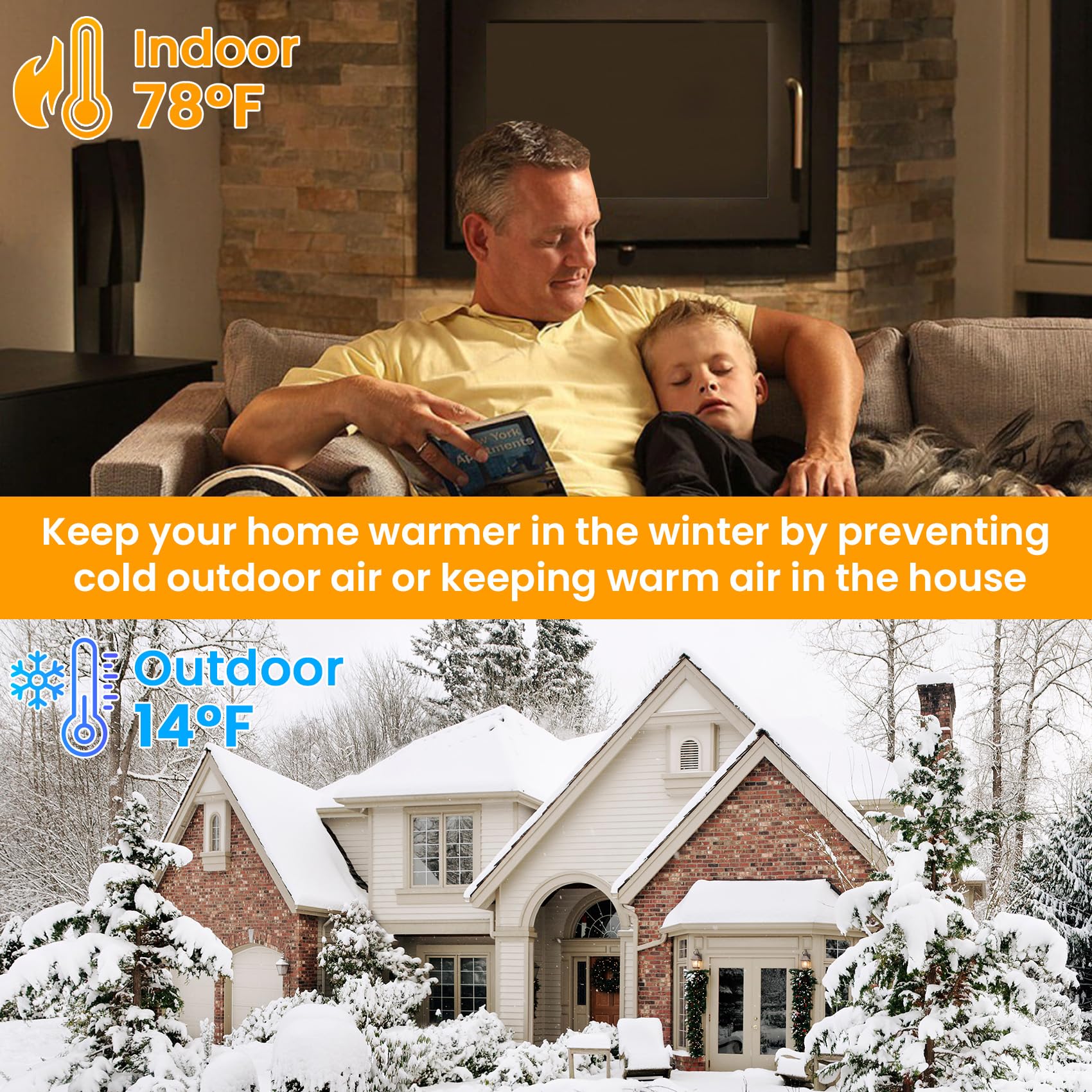 Rectangular Chimney Flue Plug 8''x32''-Fireplace Draft Stopper Fireplace Damper Seal Tool-Save Energy Block Soot &Debris-Better Than Inflatable Pillow or Balloon