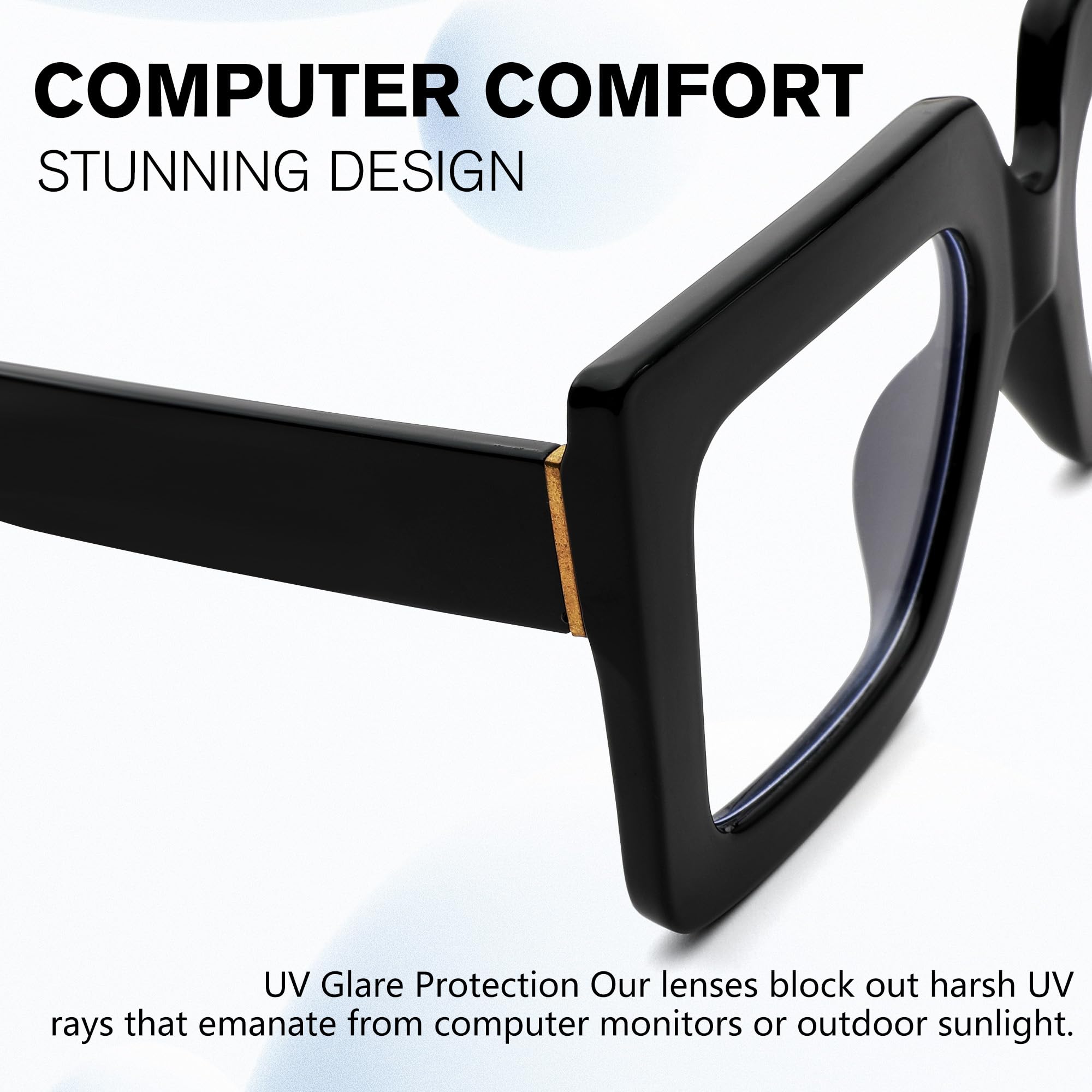 Pro Acme Blue Light Blocking Glasses Big Square Thick Frames Fake Glasses for Women(Black), 54MM