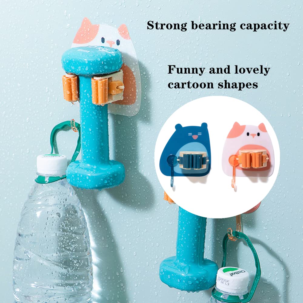 Zhouocea 2 PCS Mop Broom Holder Cute Mop Holder No Drill Broom Holder Self Adhesive Broom Hanger Broom Storage Broom Gripper For Bathroom, Kitchen, Garden, Garage