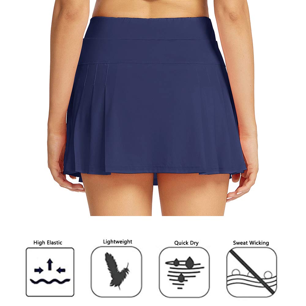 Mebiosi Womens Performance Sport Golf Tennis Skirt Running Workout Athletic Skort with Pockets