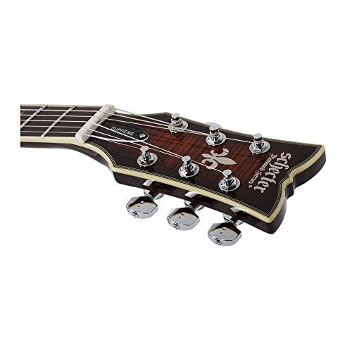 Schecter Solo-II Supreme 6-String Electric Guitar (Cats Eye Black Burst) Bundle with Tripod Guitar Stand and Combo Tuner/Metronome