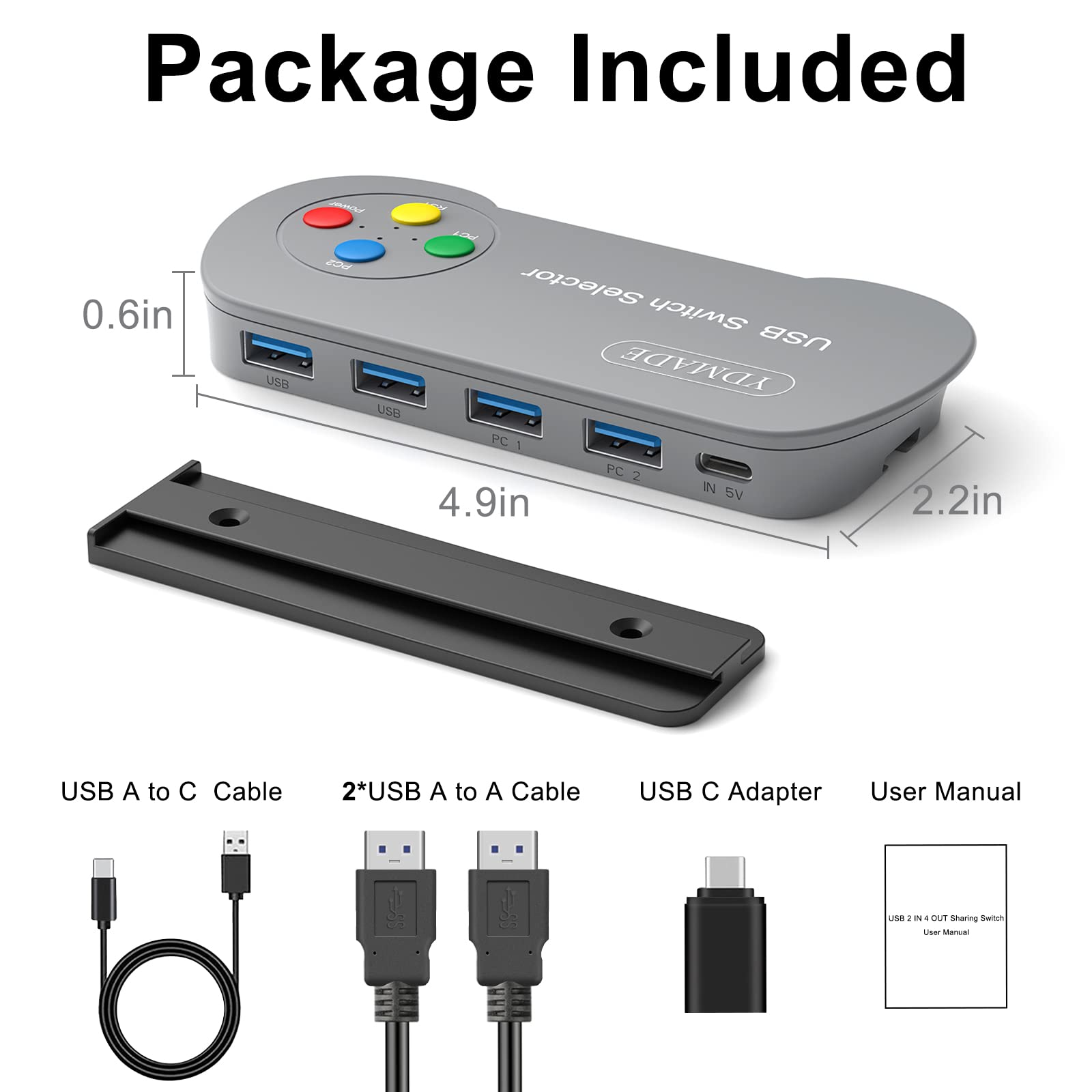 USB Switch,USB 3.0 Switcher Selector with Slideway 2 Computer Sharing 4 USB Devices KVM Switches Hub for PC Keyboard Mouse Printer Scanner U-Disk USB KVM Switch Compatible with Mac/Windows/Linux