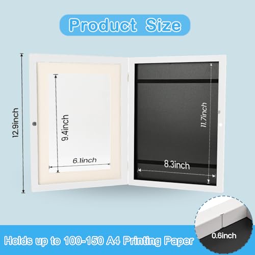 KBKBART Kids Artwork Frames Changeable, 2-Pack 8.3x11.8 Front Opening Kids Art Frame, White Children Art Project Kids Storage Display Picture Frames Holds 50-150 Pcs A4 Letters for 3D Picture, Crafts,