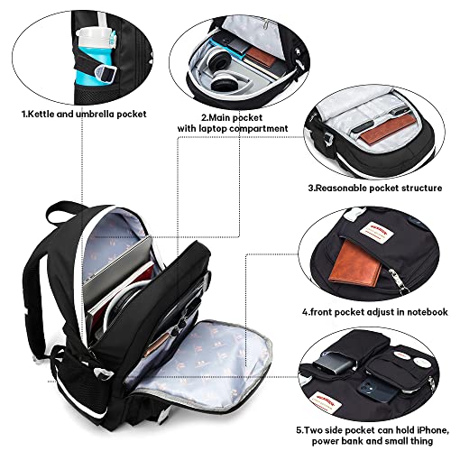 Laptop Backpack can hold 15.6 Inch Bag College Backpack Travel Daypack for Overnight Backpack suitable for Women (Black)