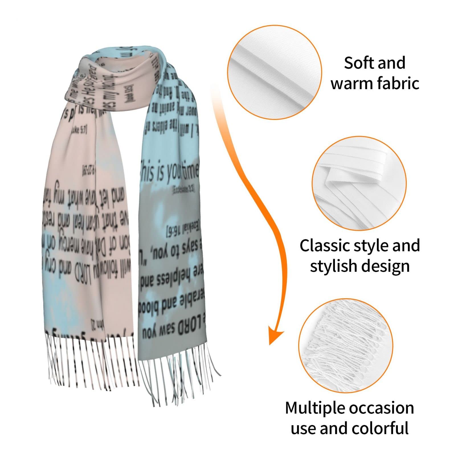 Prayer Healing Inspirational Scripture Bible Verse Religious Scarf Pashmina Shawls Wraps Dress Wedding Bridal Scarves