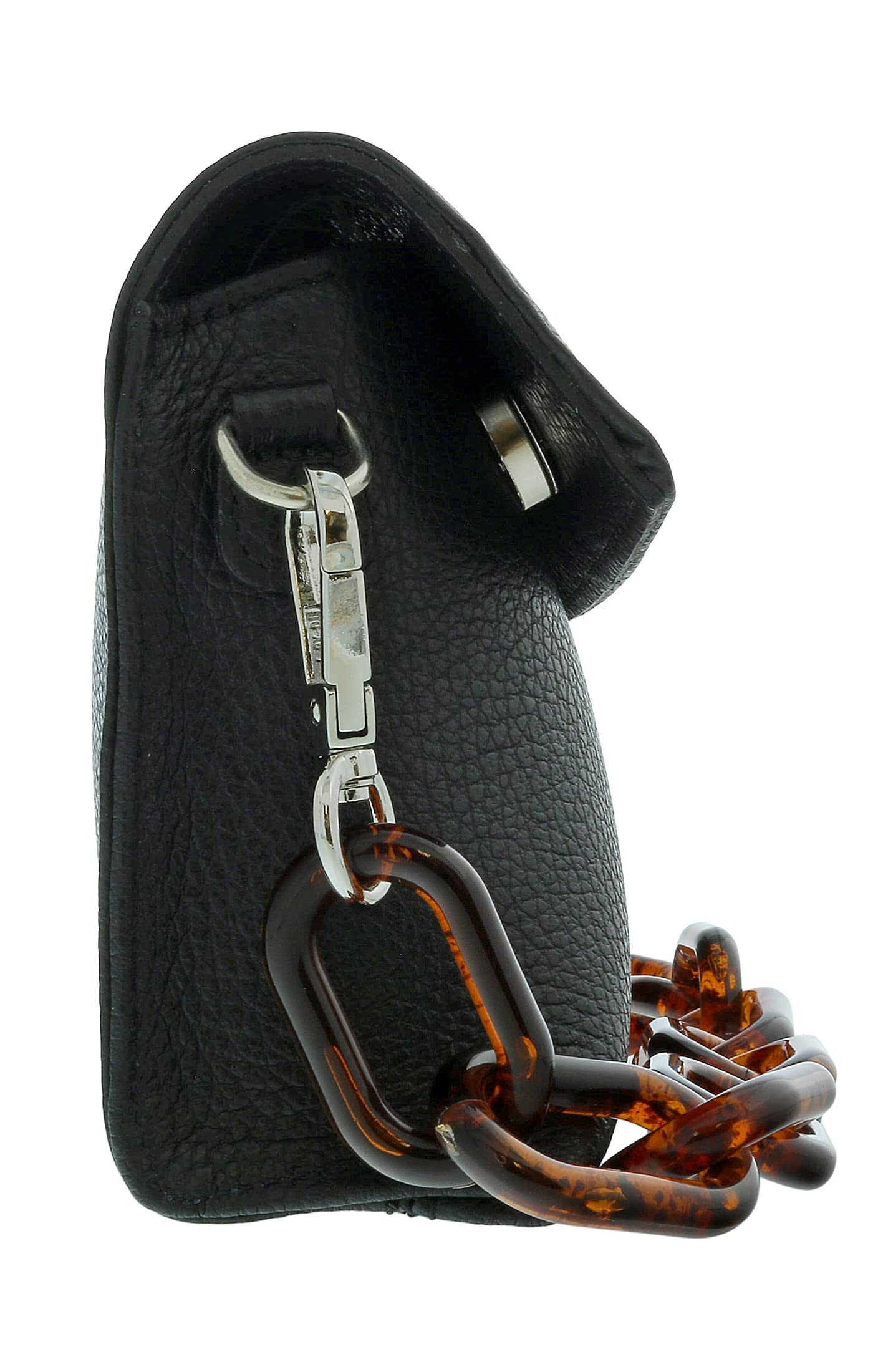 Pierre Cardin Black Leather Small Soft Acetate Havana Strap Shoulder Bag for womens