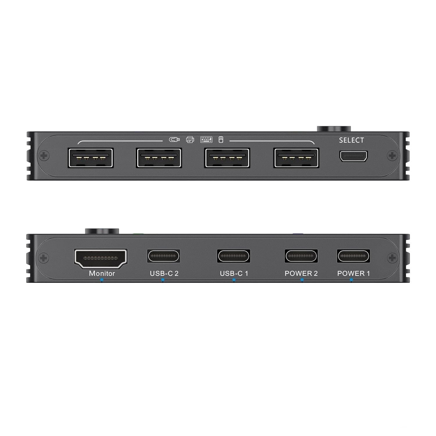 USB Type-C KVM Switch 4K@60Hz, 2 Computers Share 1 Monitor and 4 USB Devices, Compatible with Thunderbolt 3, with 87 W Power Delivery Option, Support HDMI+USB+Type-C 3.1 Input