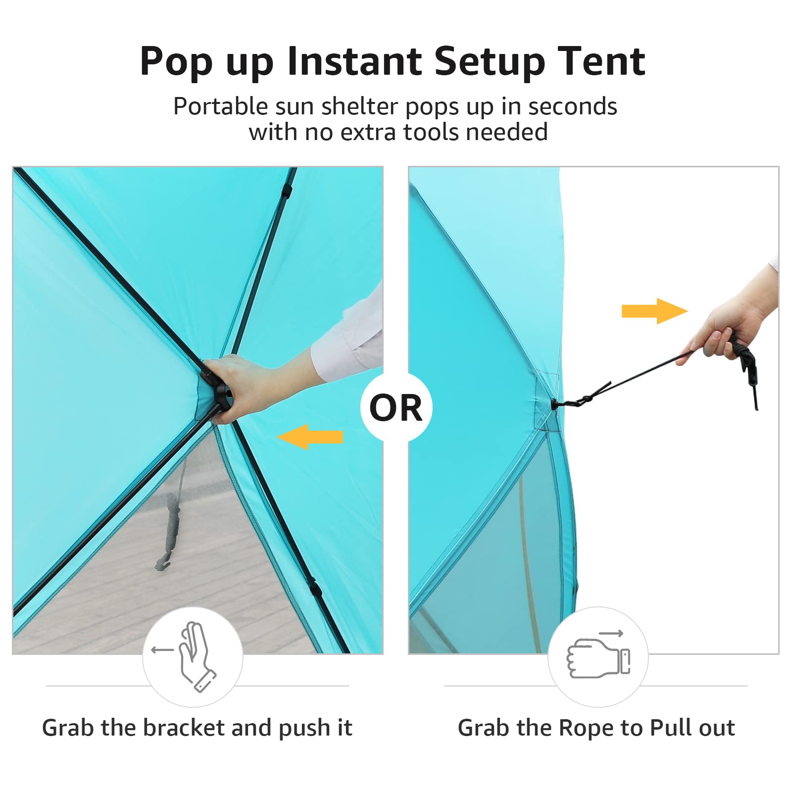 Old Bahama Bay Pop Up Beach Tent, Portable Shade Sun Shelter UPF50+ UV Protection for 4 Person Extendable Floor for Fishing Hiking Camping, Waterproof Windproof(Blue)