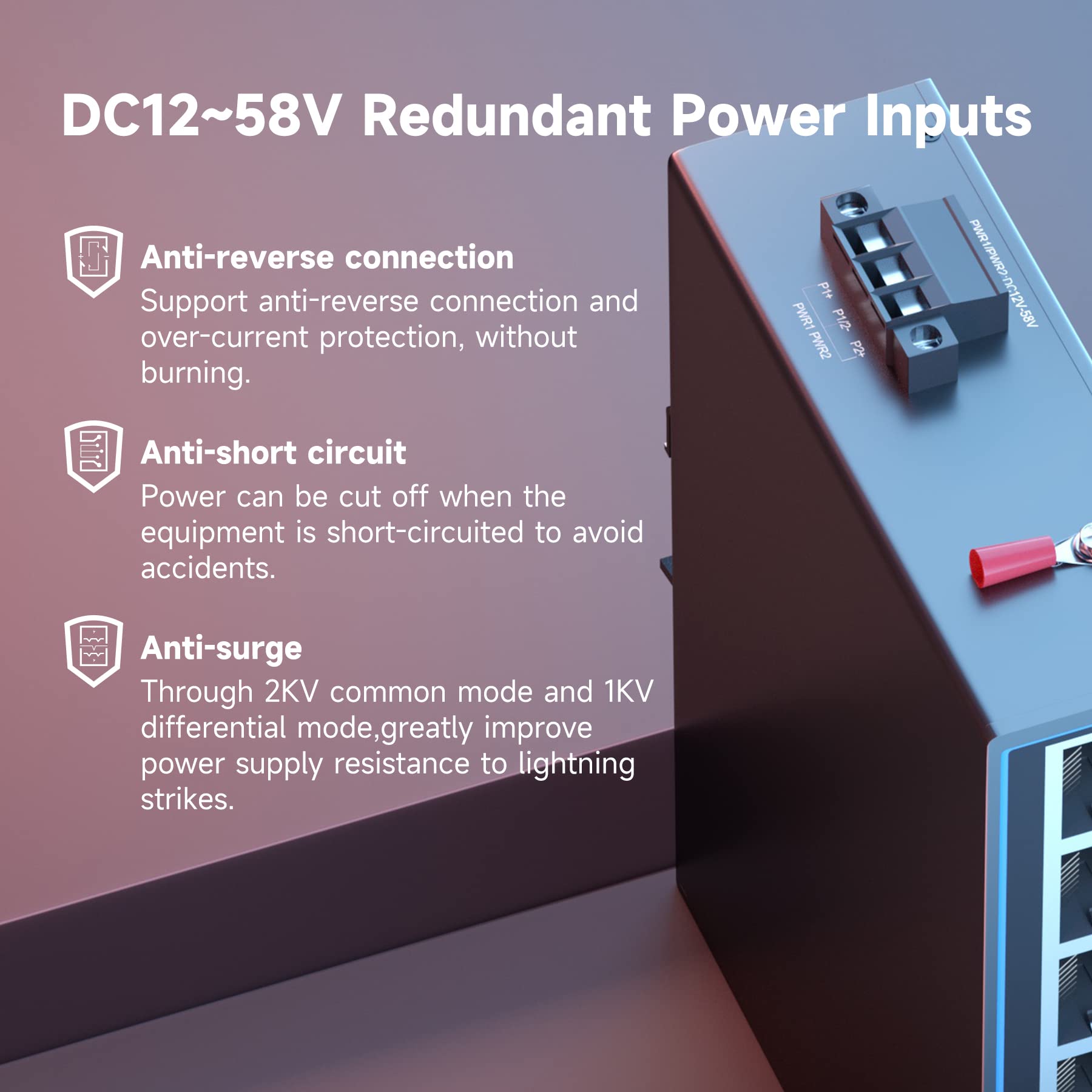 Scodeno 5 Port Industrial Ethernet Switch,10/100Mbps, 1Gbps Switching Capacity, DIN-Rail Mount, IP40 Rated Unmanaged Network Switch (-30°C~75°C)