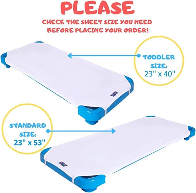 Us Beddings Fitted Sheet Daycare Cot Sheets Cot Bed Pre-School Cot Sheet Nap Sheet For Boys/Girls Corner Elasticloops Toddler And Preschool Pack Of 6 Pack White Solid (22" W X 52" L)