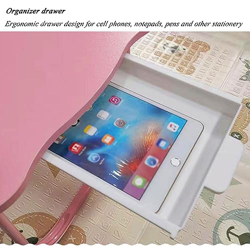 Laptop Bed Desk, Portable Foldable Laptop Bed Table with Storage Drawer and Cup Holder, Foldable Lap Trays for Eating, Writing, Reading and Working (Size: 60×40cm) (Pink