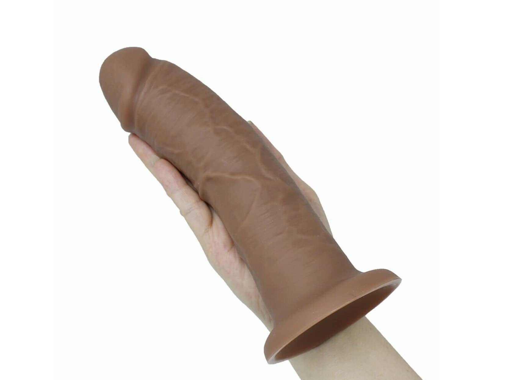Large Realistic Black Silicone Dildo with Suction Cup and Strap-On Compatibility