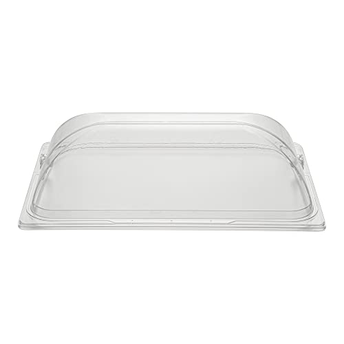 Restaurantware Cater Tek 21 Inch Polycarbonate Plate Cover 1 Shatterproof Dish Cover - Dishwashable For 21 Inch Plates Clear Plastic Tray Cover Flap Handle Design Endures Up To 210F