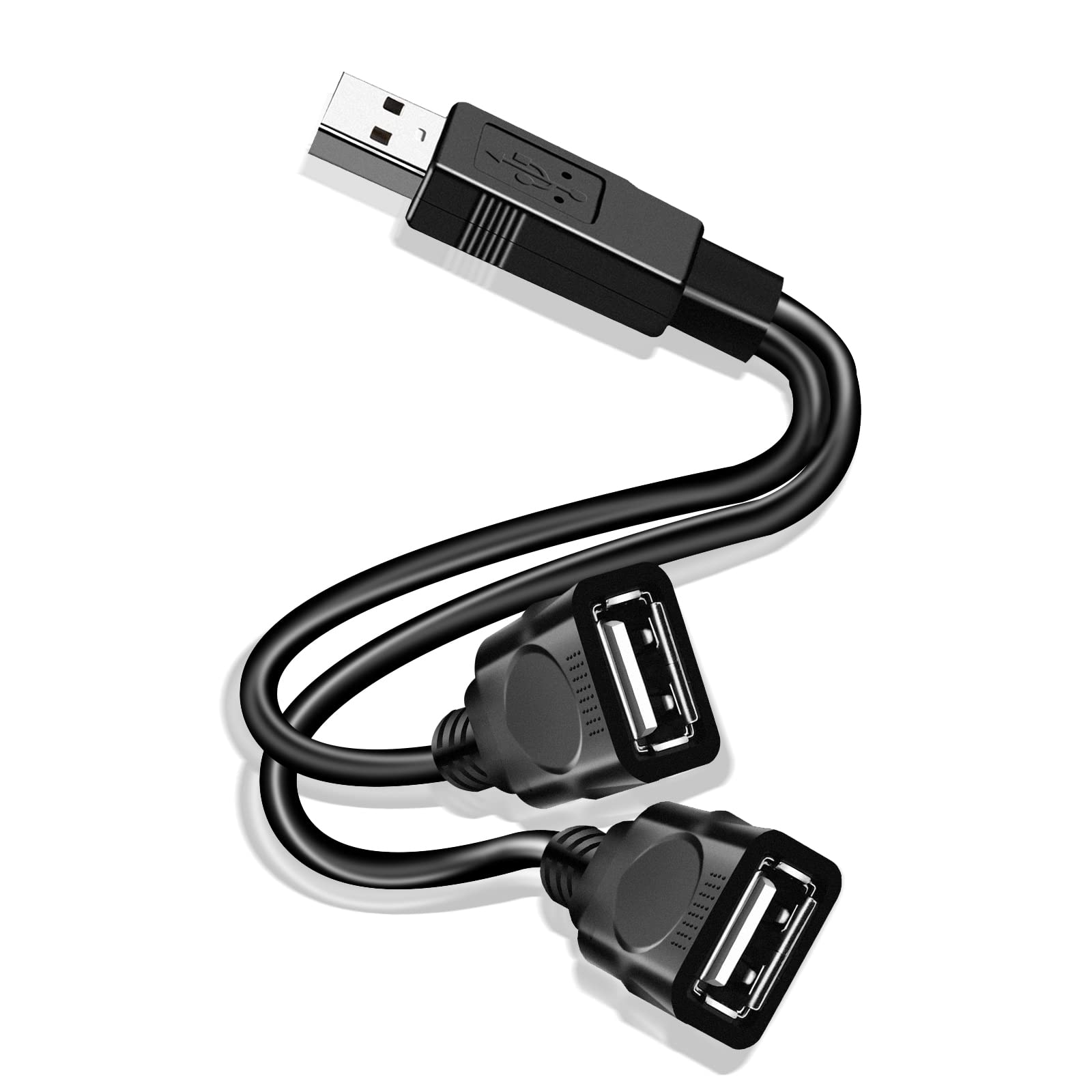 USB 2.0 Hub Two Port USB Adapter Ultra Slim Portable USB A Splitter Mini USB Dongle for Surface Pro, Notebook, PC, iMac, MacBook Air/Mini/Pro, Laptop, USB Flash Drives, Data and Charging (Black)