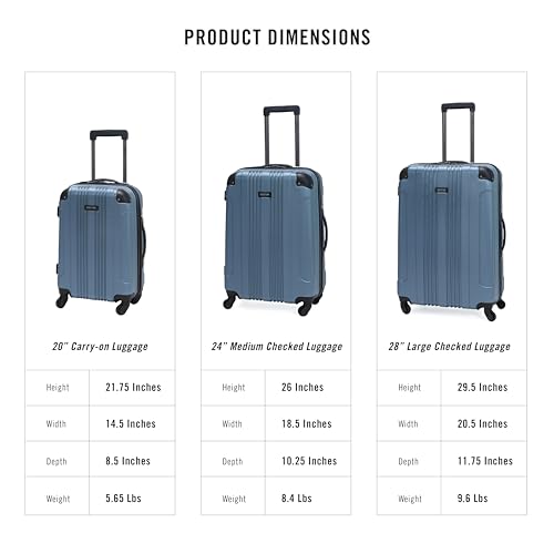 Kenneth Cole REACTION Out of Bounds Lightweight Hardshell 4-Wheel Spinner Luggage, Granite Blue, 28-Inch Checked