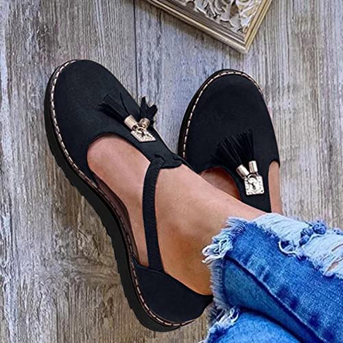 sckarle Women Espadrille Platform Sandals Cutout Breathable Ankle Straps Casual Summer Closed Toe Wedges Sandals