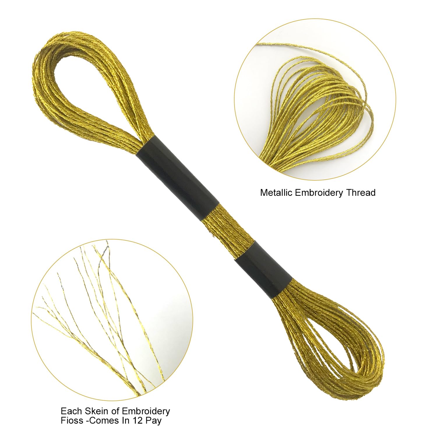 levylisa 24 Skeins Metallic Embroidery Thread Embroidery Floss-Cross Stitch Threads for Embroidery and Decorative Sewing (Gold+Silver)