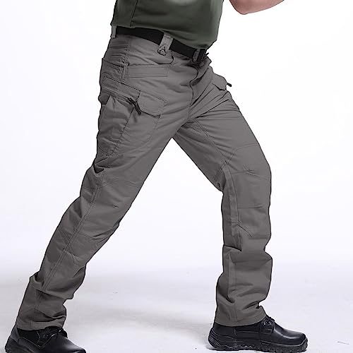 Mens Stretch Waterproof Tactical Pants Water Resistant Ripstop utdoor Military Combat Cargo Pants Hiking Casual Work Trousers Gray