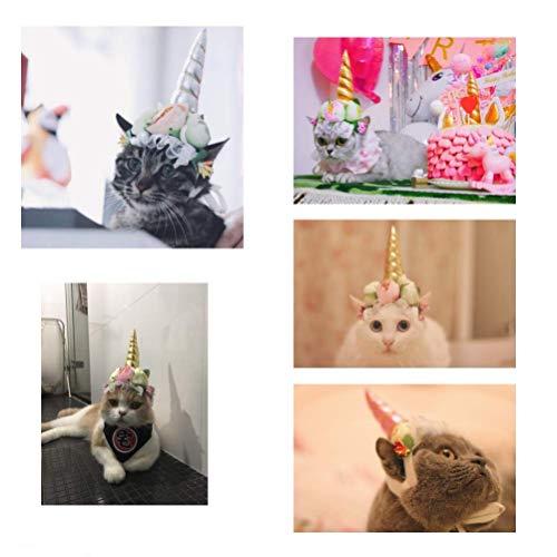 Unicorn Pet Hat Headband Decor: Dog Unicorn Horn Headband with Adjustable String for Pet Puppy Cat Party Daliy Decoration