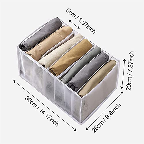 YSGBYSG 4PCS Wardrobe Clothes Organizer 7 Grids, Closet Organizers And Storage Baskets, Clothing Storage Bins,Washable Foldable Drawer Clothes Compartment Storage Box for Bedroom