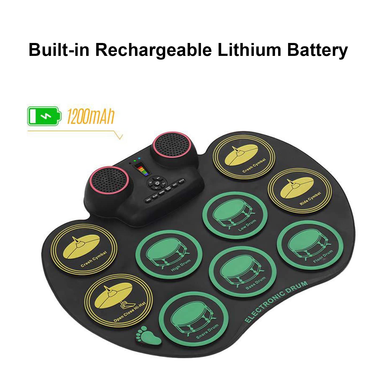 TUU Electronic Drum Set for Beginners 9 Pads Digital Drum Kit Portable Roll Up Drum Practice Pad Tabletop Drum Set Built-in Speakers with Drum Sticks and Pedals Great Christmas Birthday Gifts